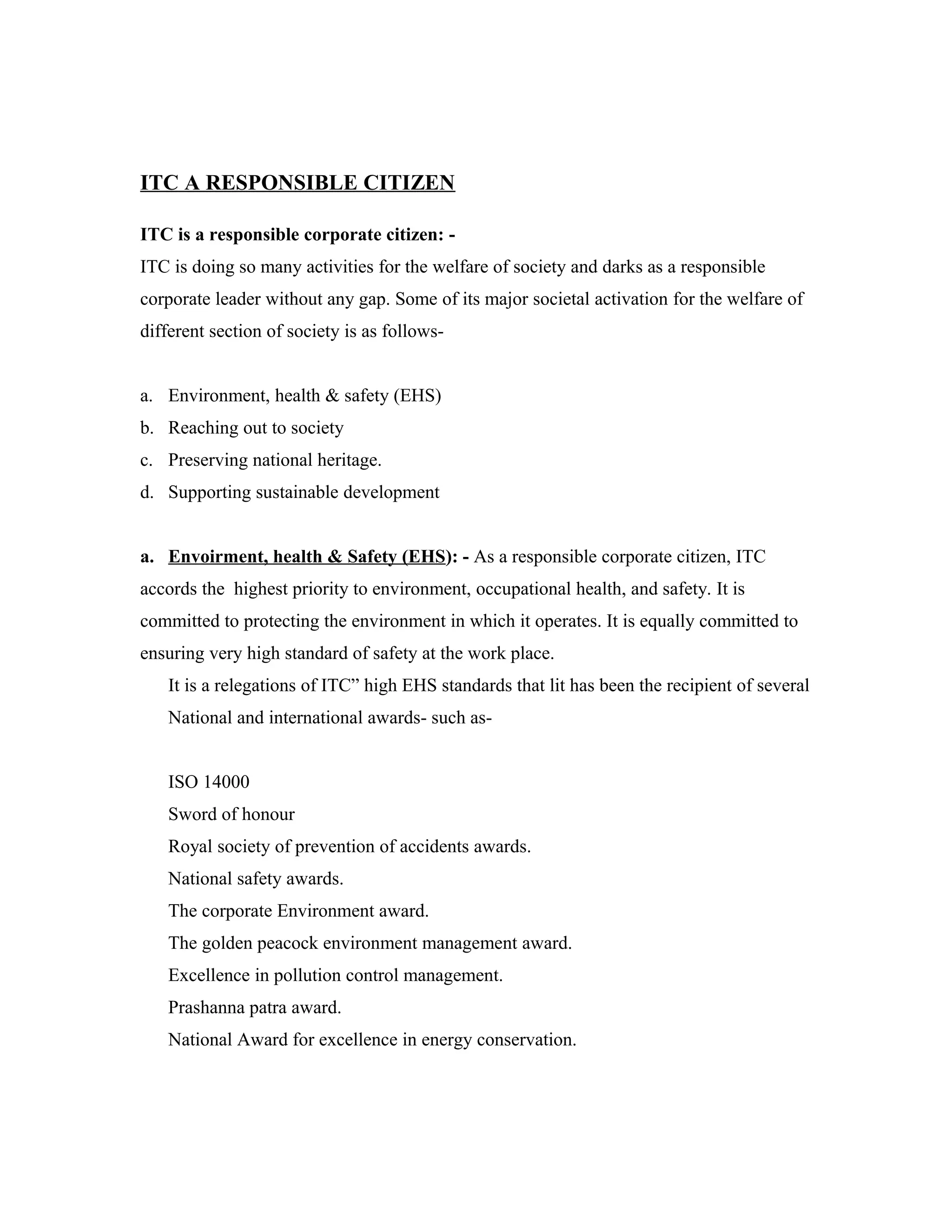 A study of hr practices in ITC | DOC