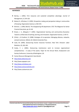 A STUDY OF HUMAN RESOURCE OUTSOURCING | PDF