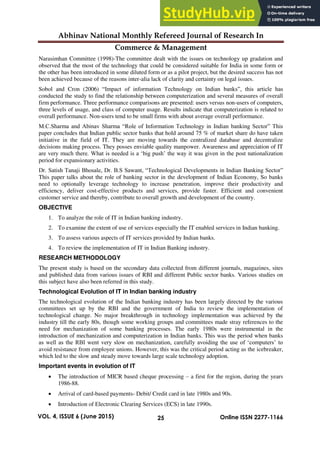 A STUDY OF IMPACT OF INFORMATION TECHNOLOGY IN INDIAN BNAKING INDUSTRY | PDF