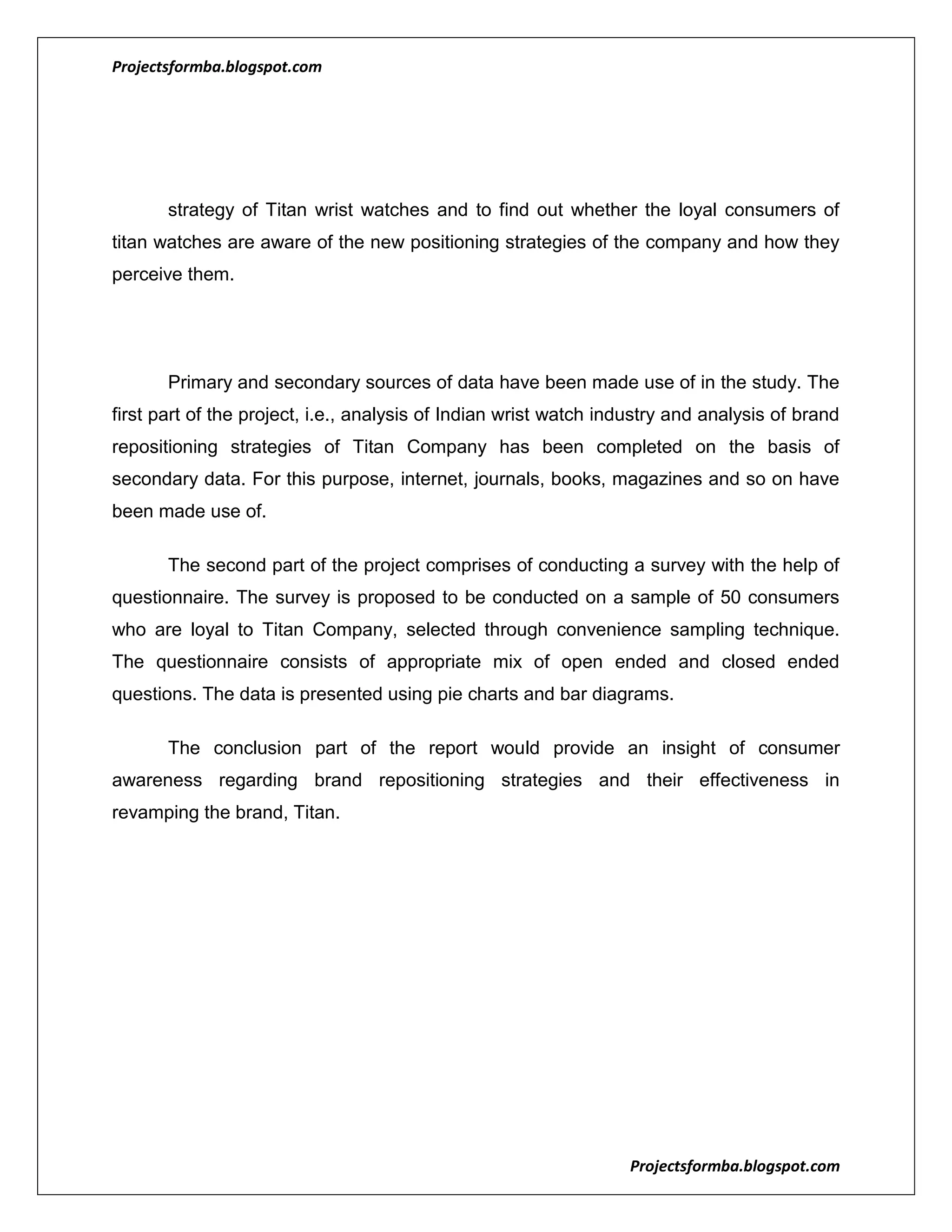 A study of indian wrist watch industry and marketing strategy of titan ...
