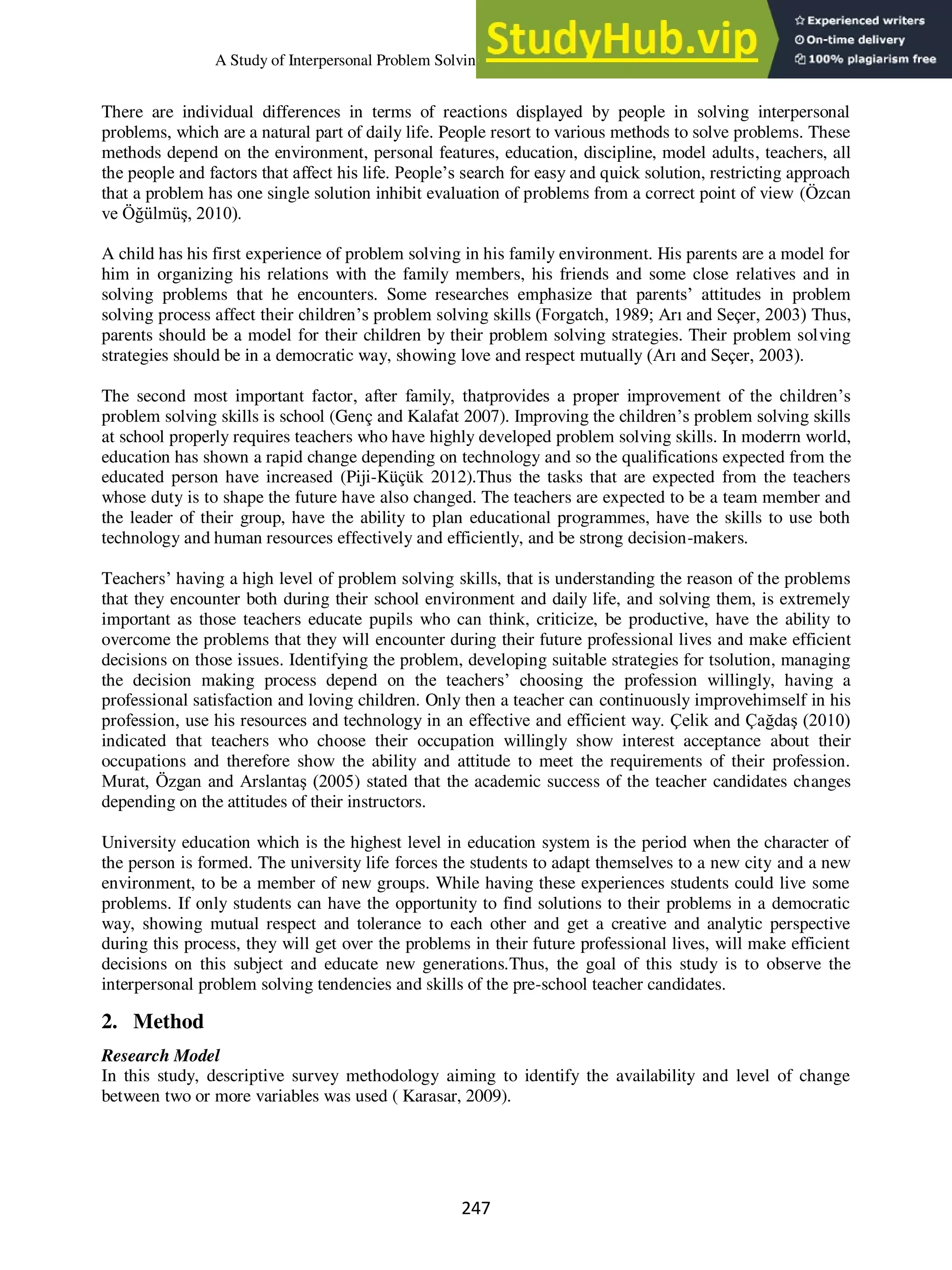 A Study Of Interpersonal Problem Solving Skills Of Preschool Teacher ...