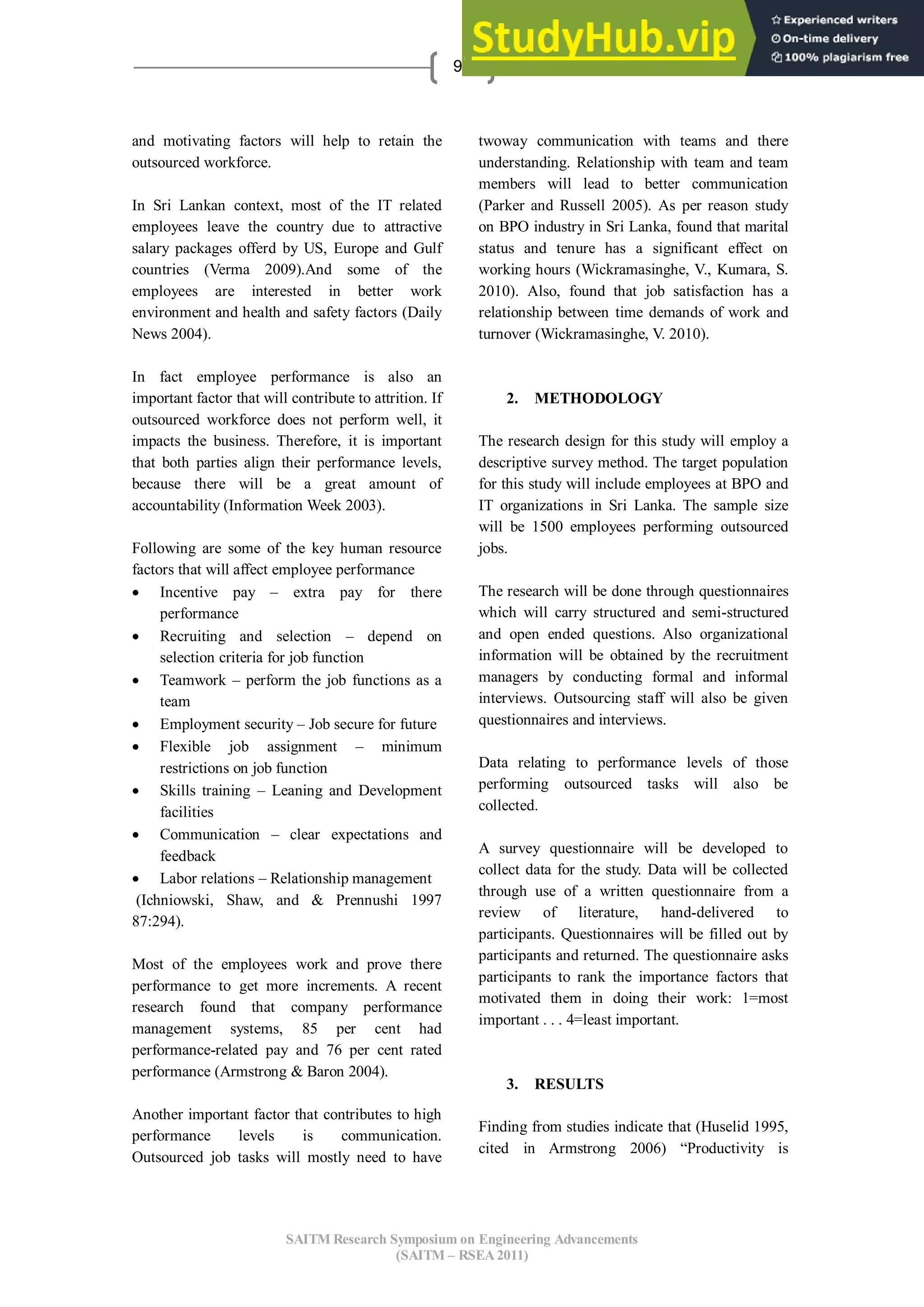 A STUDY OF IT BPO INDUSTRY AND FACTORS INFLUENCING THEIR PERFORMANCE | PDF