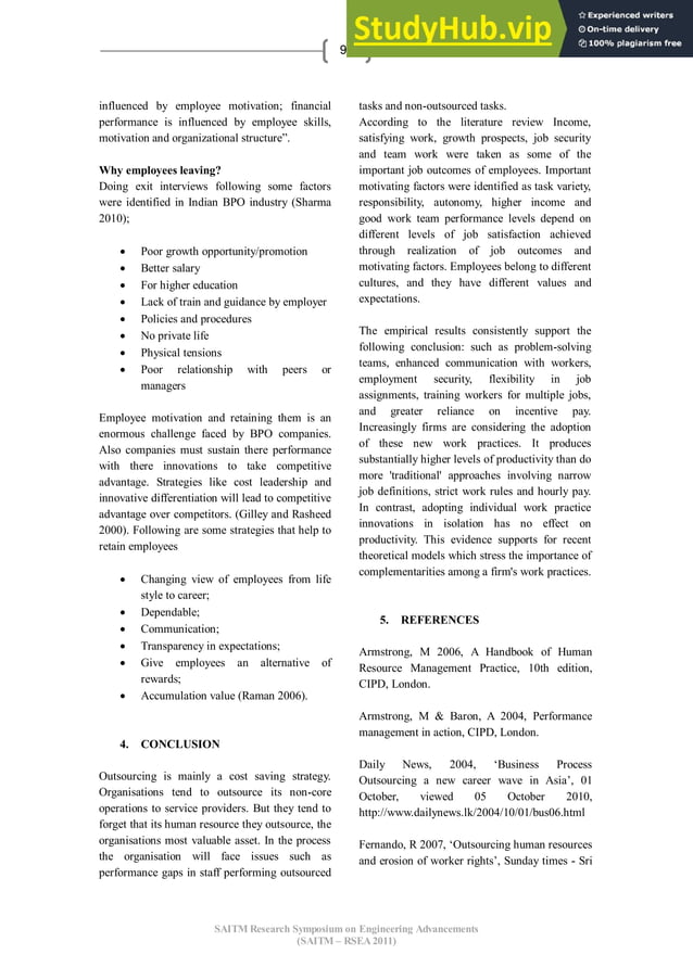 A STUDY OF IT BPO INDUSTRY AND FACTORS INFLUENCING THEIR PERFORMANCE | PDF