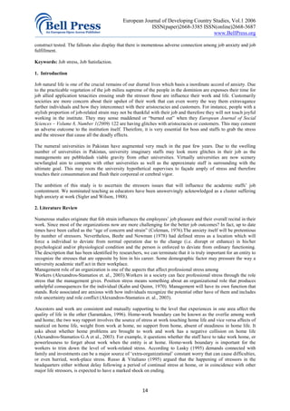 A study of job stress on job satisfaction among university | PDF