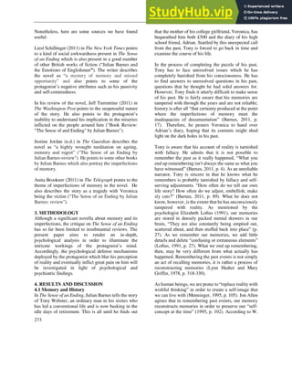 A Study Of Memory And Psychological Defense Mechanism In Julian Barnes ...