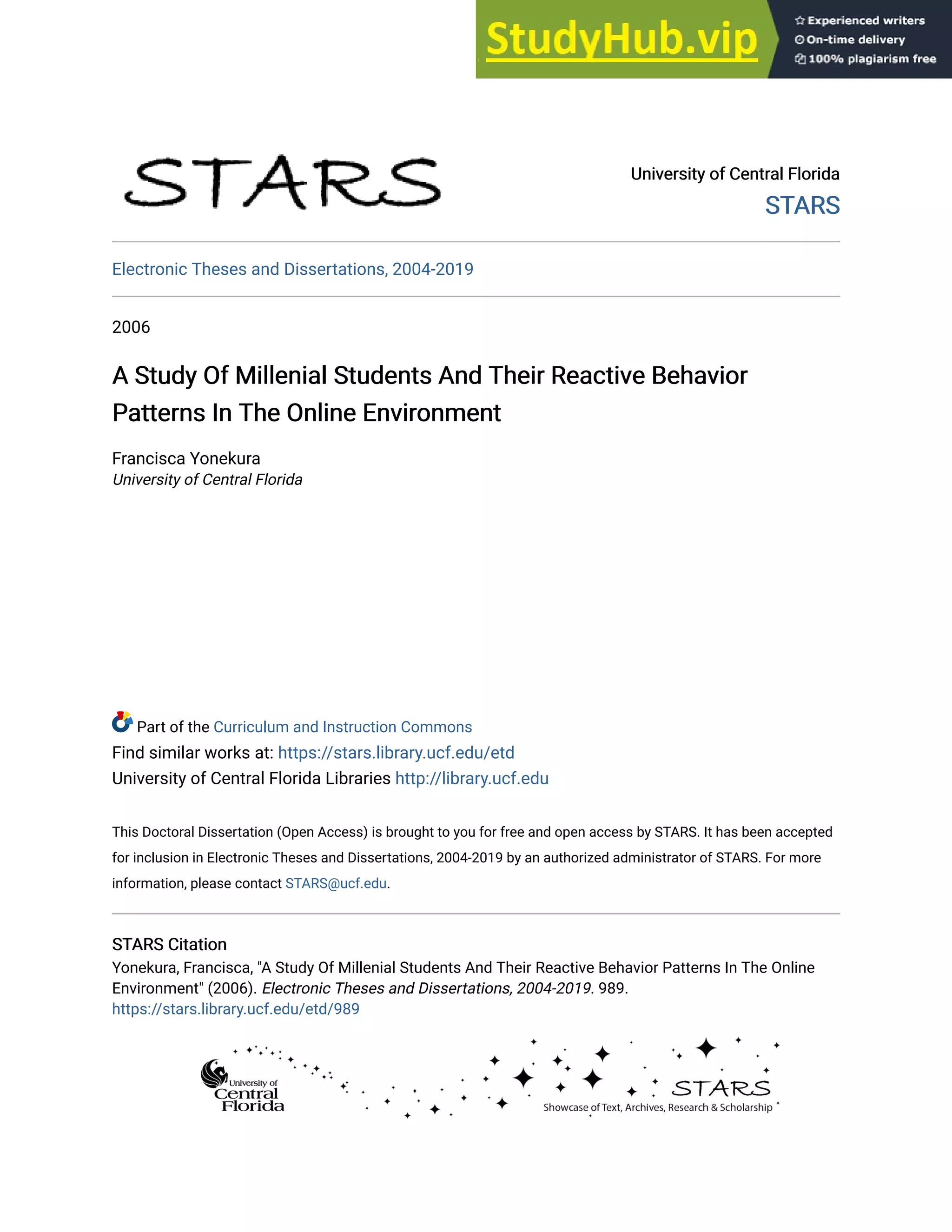 A Study Of Millenial Students And Their Reactive Behavior Patterns In ...