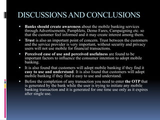 A study of mobile banking in india | PPTX