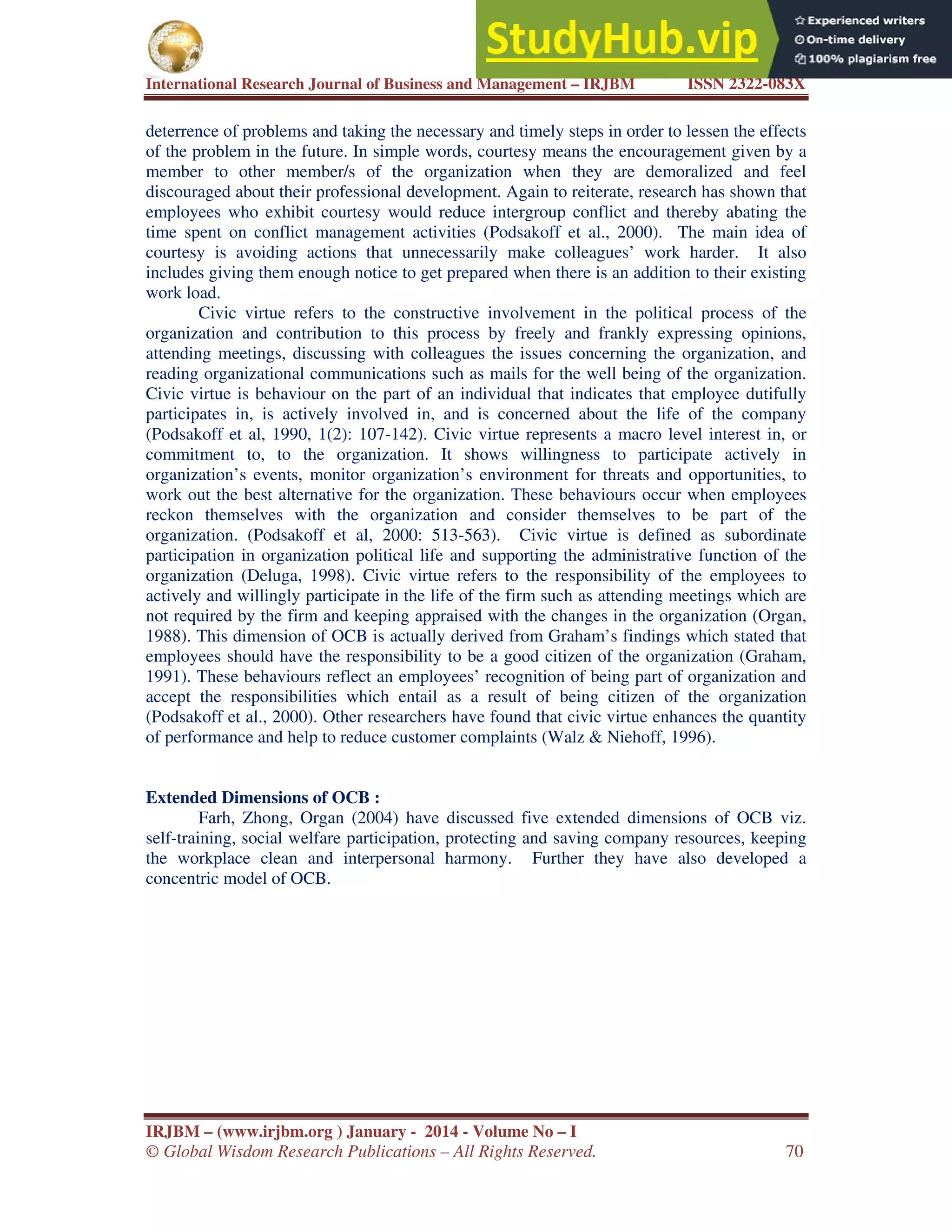 A Study Of Organizational Citizenship Behaviour (OCB) And Its ...