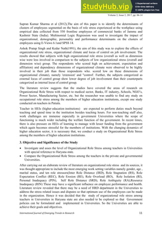 A Study Of Organizational Role Stress Among Teachers A Critical ...