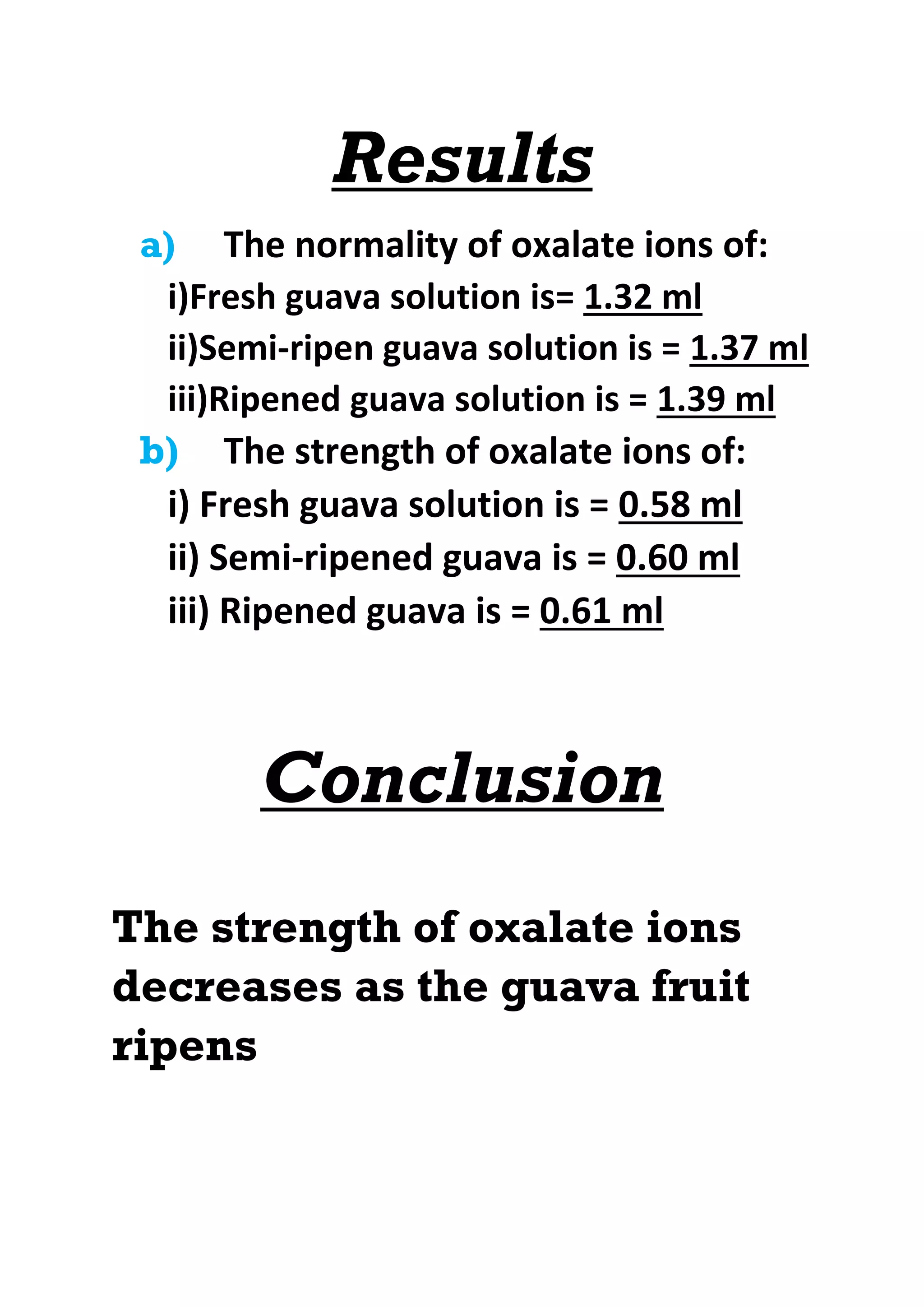 A study of oxalate ion in guava | PDF