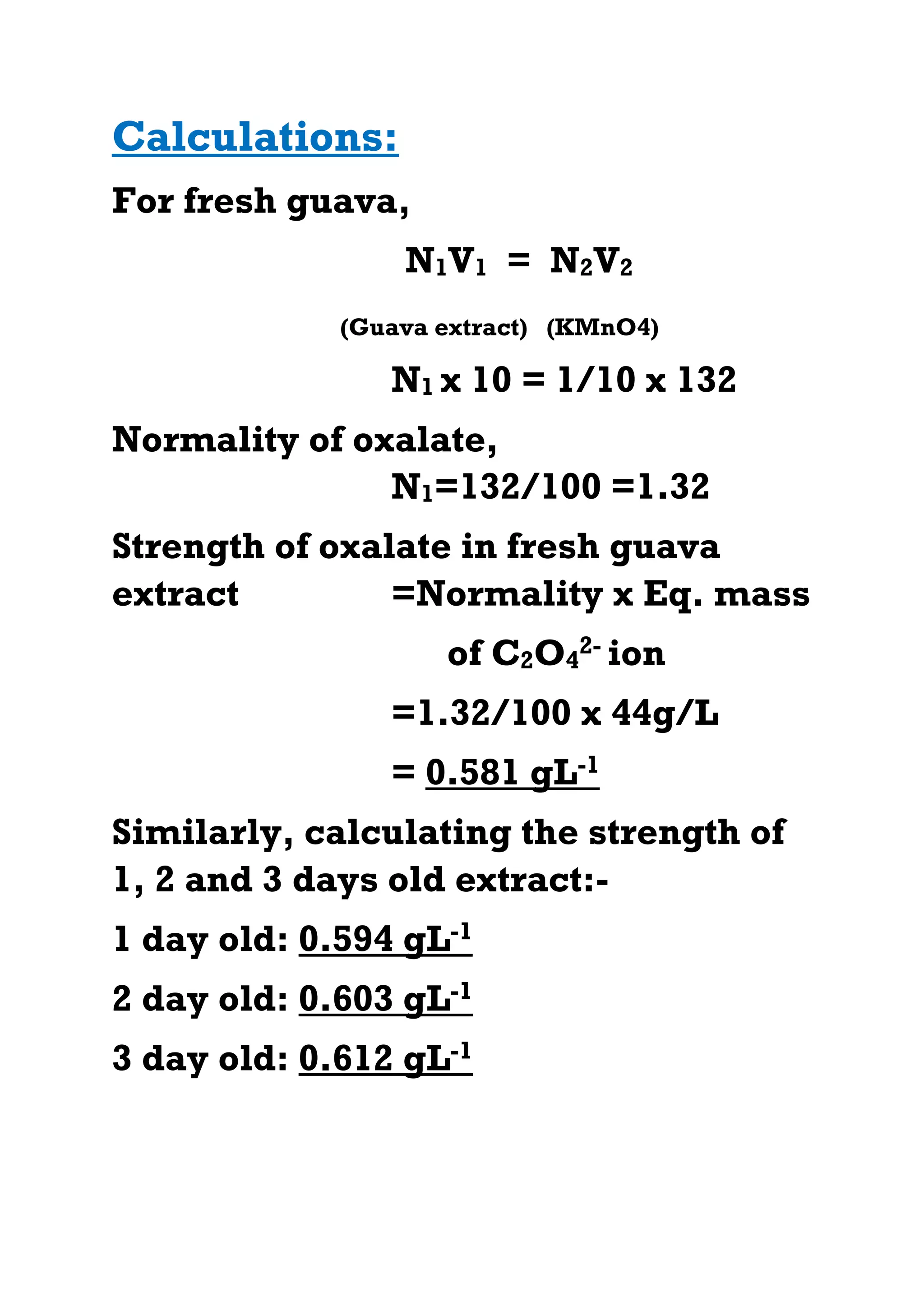 A study of oxalate ion in guava | PDF