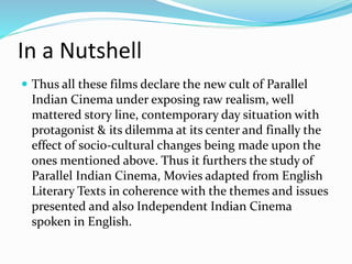 A study of parallel indian cinema in coherence | PPTX | Genres