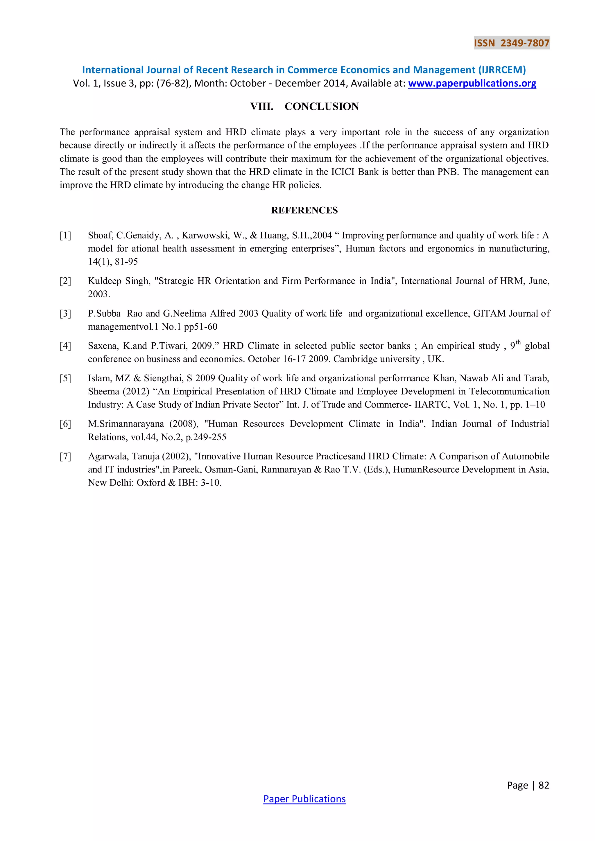 A Study of Performance Appraisal and Dimensions of Organizational ...