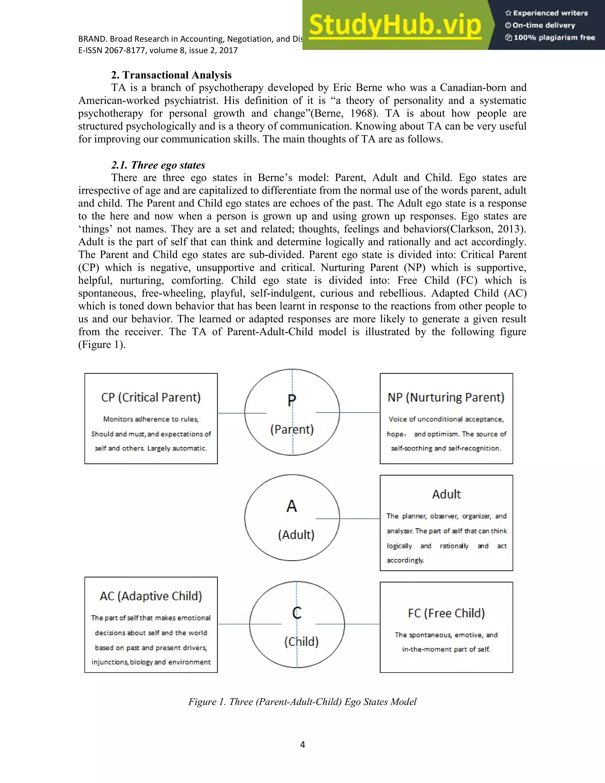 A Study of Principled Negotiation Based on Transactional Analysis ...