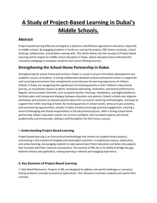 A Study of Project-Based Learning in Dubai's Middle Schools. | PDF