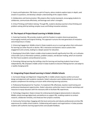 A Study of Project-Based Learning in Dubai's Middle Schools. | PDF