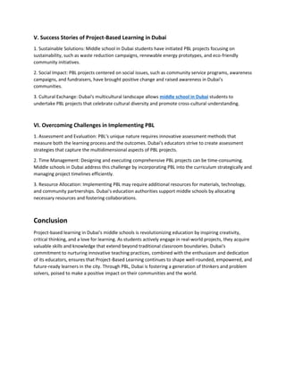 A Study of Project-Based Learning in Dubai's Middle Schools. | PDF