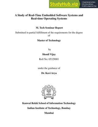 A Study Of Real-Time Embedded Software Systems And Real-Time Operating Systems | PDF