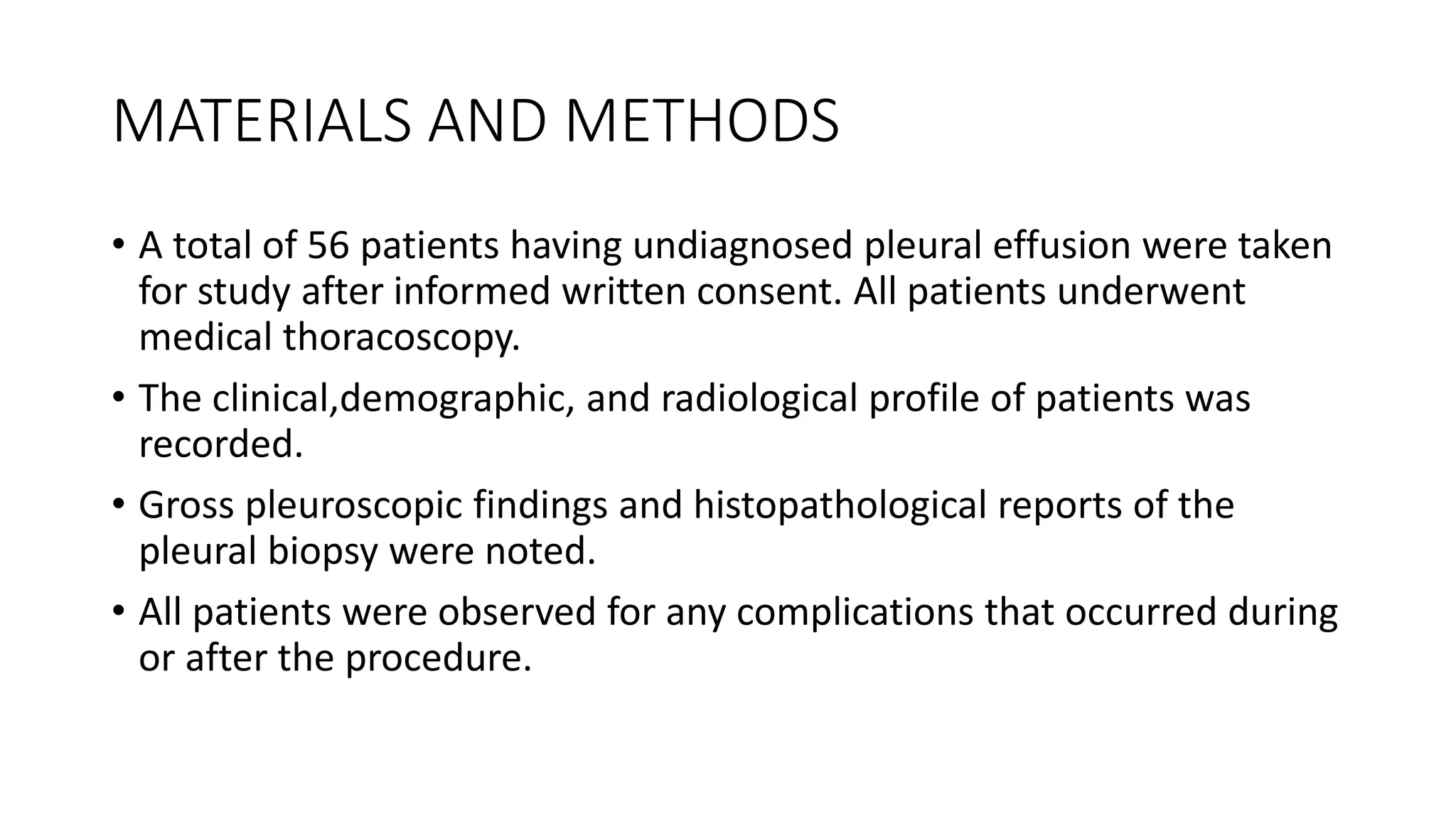 A Study of Role of Medical Thoracoscopy in Undiagnosed Pleural Effusion ...