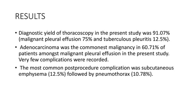 A Study of Role of Medical Thoracoscopy in Undiagnosed Pleural Effusion ...