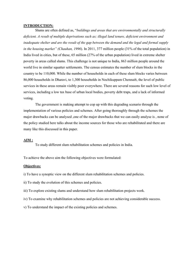 A study of slum rehabilitation schemes and policies | PDF | Government ...