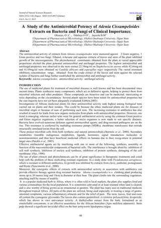 A study of the antimicrobial potency of adenia cissampeloides | PDF