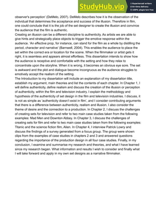 A STUDY OF THE IMPORTANCE OF AUTHENTICITY OF SET DESIGN IN NARRATIVE ...