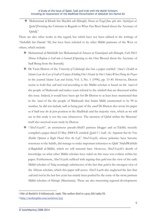 A Study of the Issue of Qabd, Sadl and Irsāl with the Mālikī Scholars | PDF