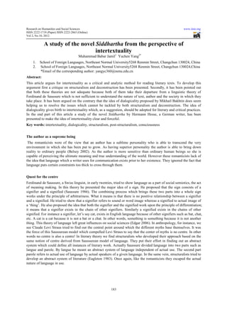 A study of the novel siddhartha from the perspective of intertextuality ...