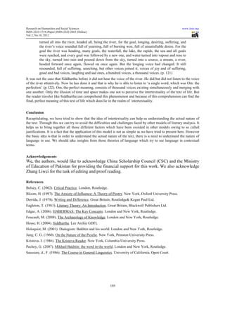 A study of the novel siddhartha from the perspective of intertextuality ...