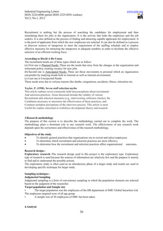 A study of the recruitment and selection process | PDF