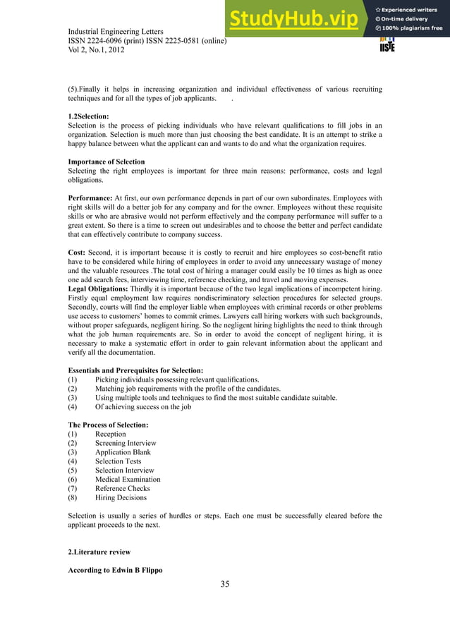 A Study Of The Recruitment And Selection Process | PDF