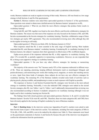 A study of the role of rote learning in vocabulary learning | PDF