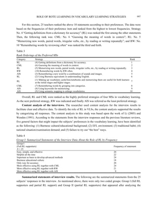 A study of the role of rote learning in vocabulary learning | PDF
