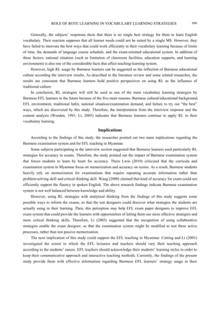 A study of the role of rote learning in vocabulary learning | PDF