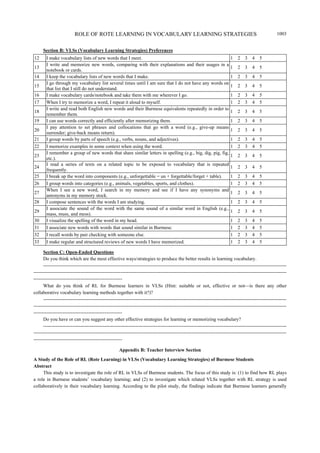A study of the role of rote learning in vocabulary learning | PDF