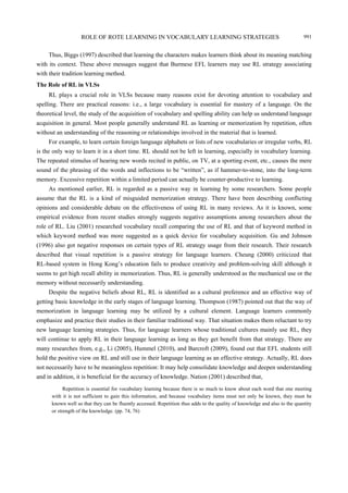 A study of the role of rote learning in vocabulary learning | PDF