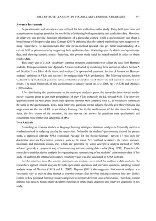 A study of the role of rote learning in vocabulary learning | PDF