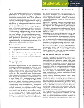A Study Of The Role Of The Profile Pictures In Impression Management On ...