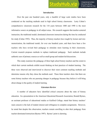 A Study Of The Teaching Methods Of High School History Teachers | PDF