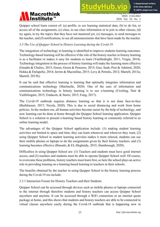 A Study Of The Use Of Quipper School In History Learning During COVID-19 Pandemic Era | PDF