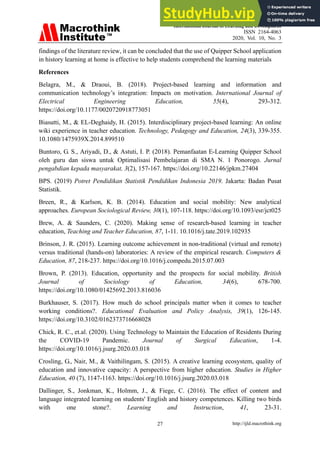 A Study Of The Use Of Quipper School In History Learning During COVID-19 Pandemic Era | PDF