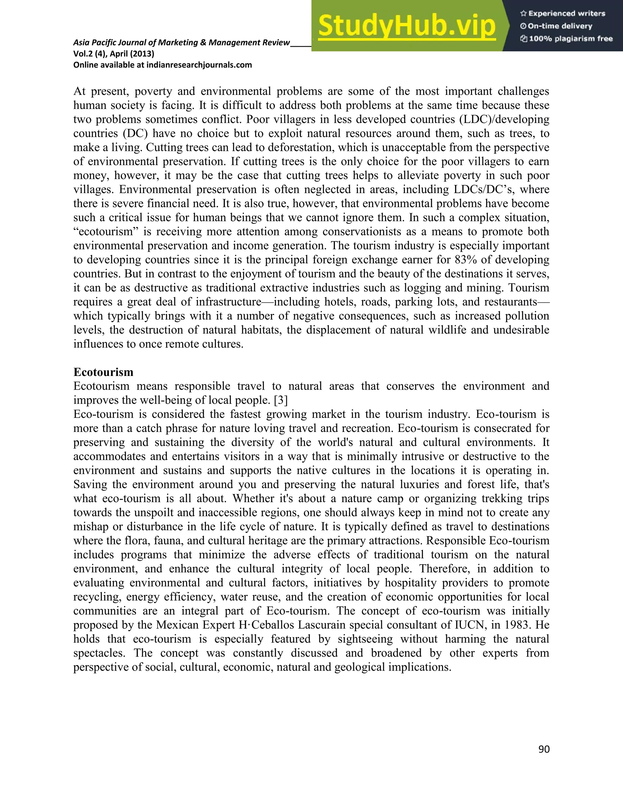 A STUDY OF TOURISM INDUSTRY OF HIMACHAL PRADESH WITH SPECIAL REFERENCE ...
