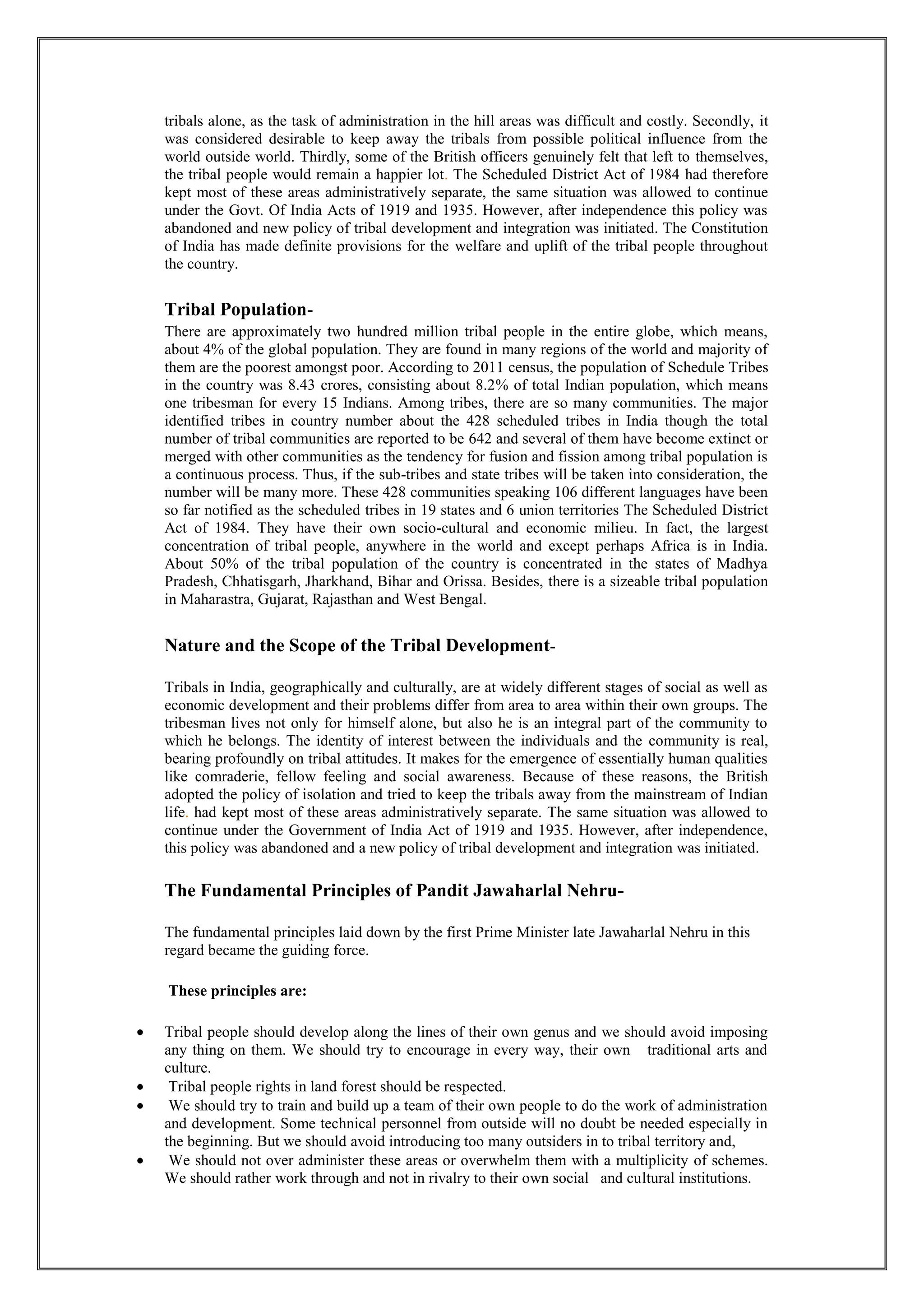A study of tribal devlopment in india | DOCX