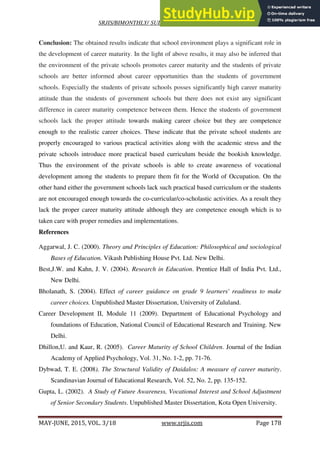 A Study On Career Maturity Of Secondary School Students In Relation To ...