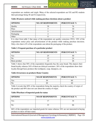 A STUDY ON CONSUMER PREFERENCE ON FOREIGN AND LOCAL PRODUCTS WITH ...