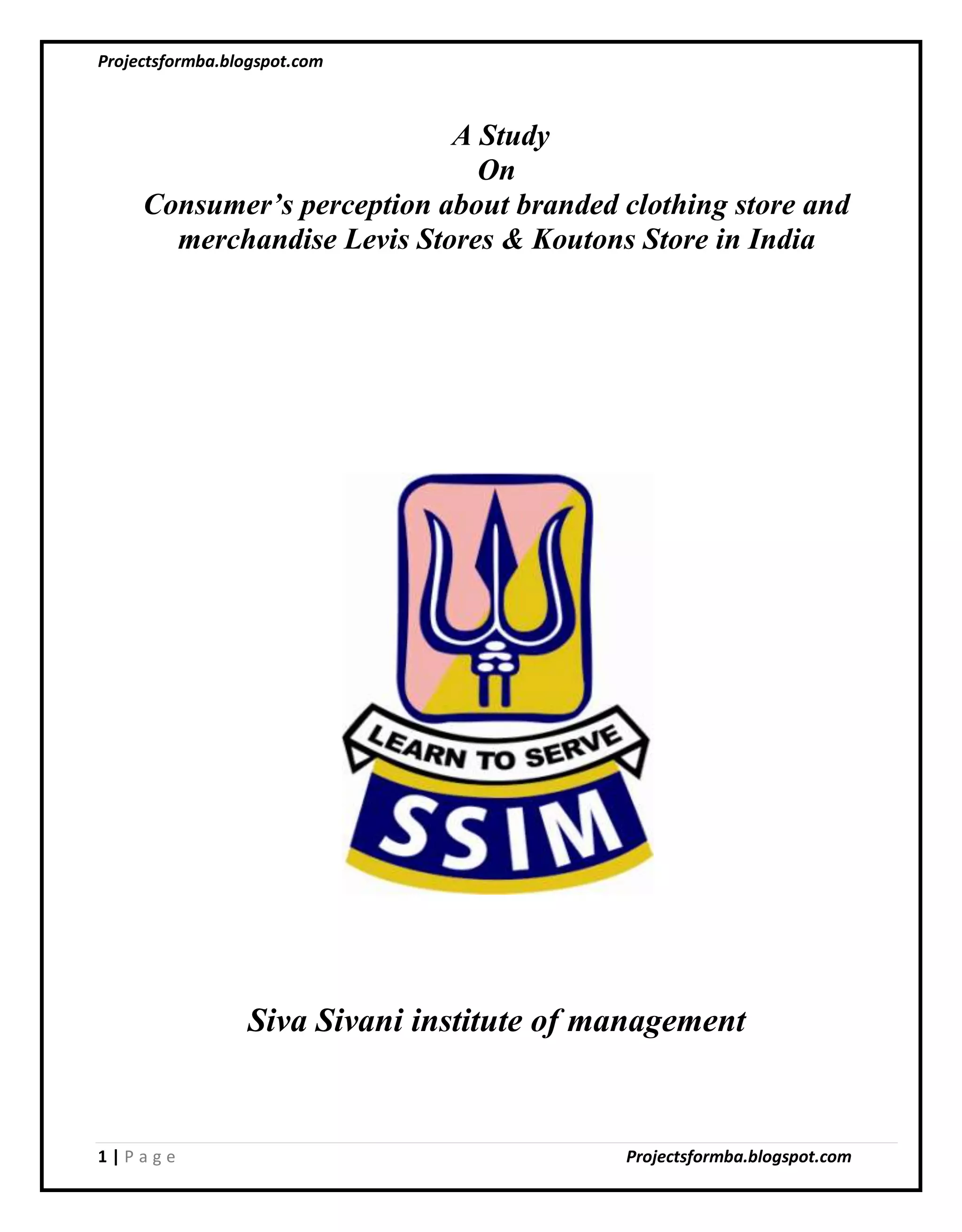 A study on consumer’s perception about branded clothing store and ...