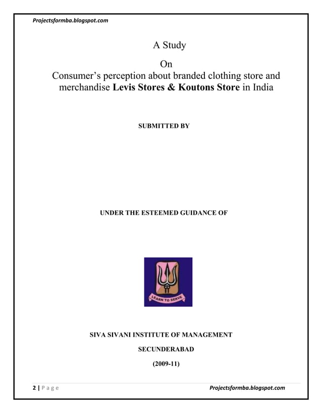 A study on consumer’s perception about branded clothing store and ...