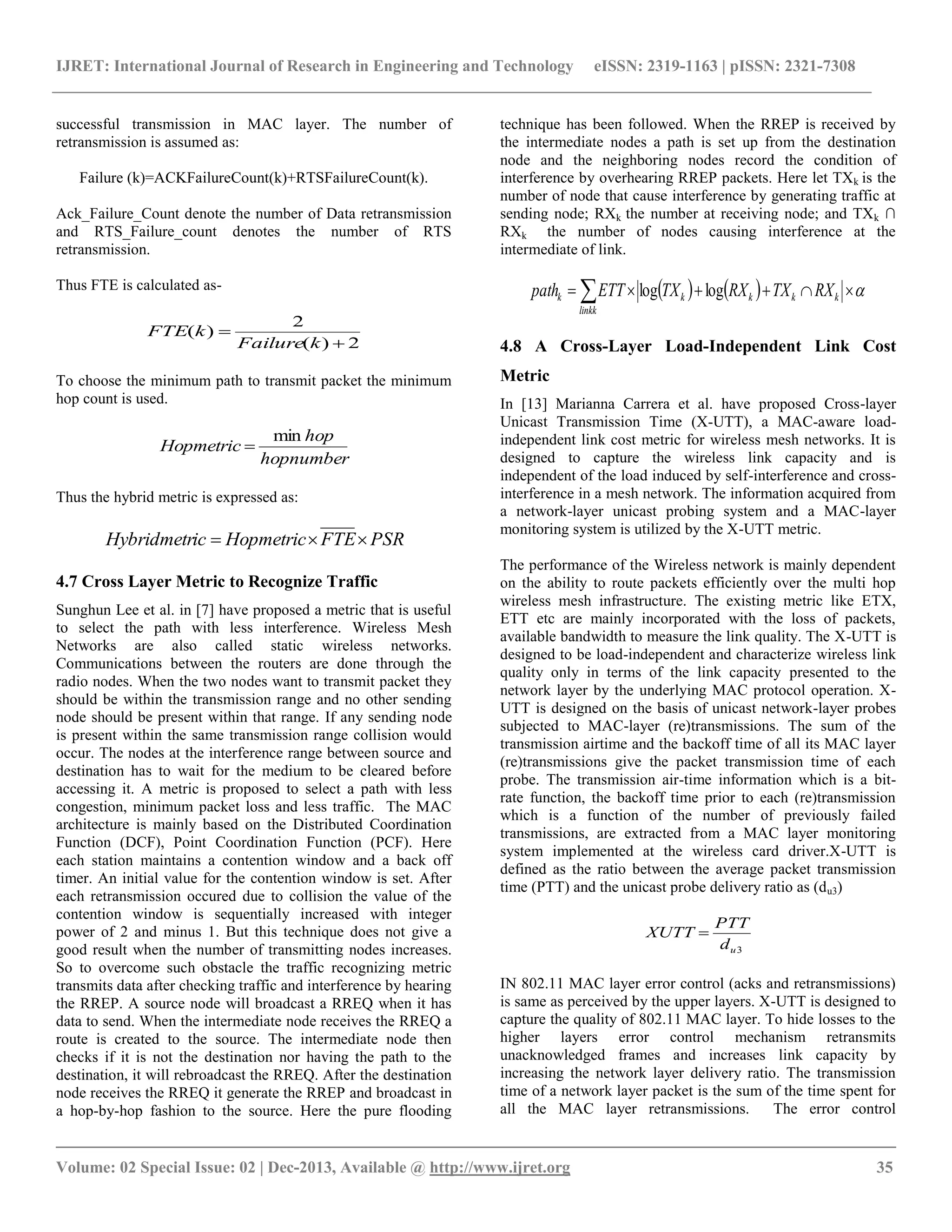 A study on cross layer metrics of wireless mesh network | PDF