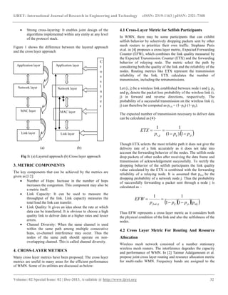 A study on cross layer metrics of wireless mesh network | PDF